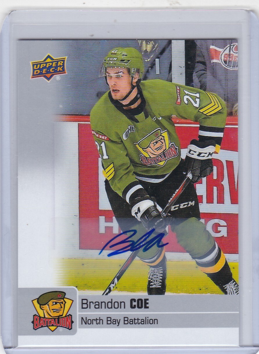 BRANDON COE 2019-20 19-20 UPPER DECK CHL AUTOGRAPH #46 NORTH BAY ...