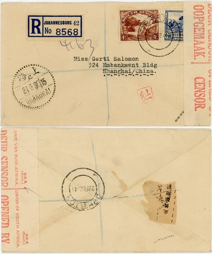 SOUTH AFRICA to CHINA 1941 WW2 CENSORED REGISTERED + RED CHOP FRAMED | eBay