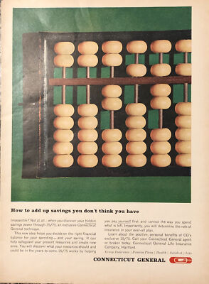 PRINT AD 1963 Connecticut General Insurance 25/75 Technique - How Add ...