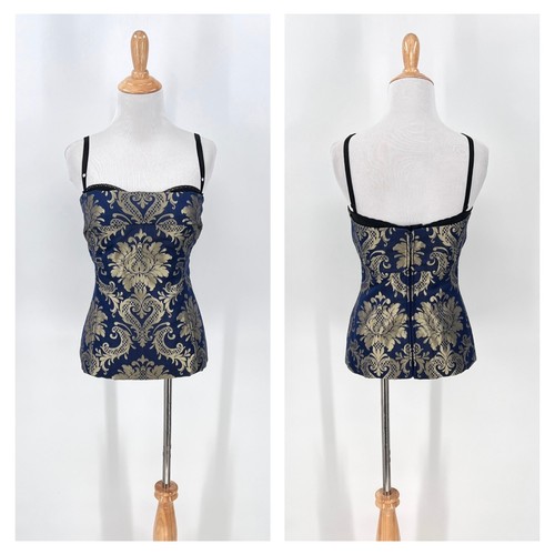 DOLCE & GABBANA Vintage Bustier Bra Corset Top Womens 40 Blue Gold ...