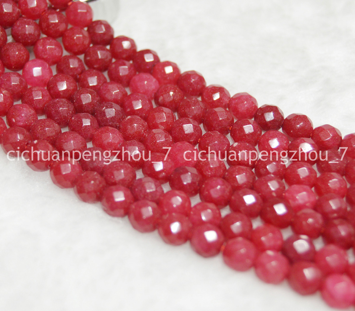 Natural 8mm Faceted Red Jade Round Beads Gemstone Loose Beads 15 ...