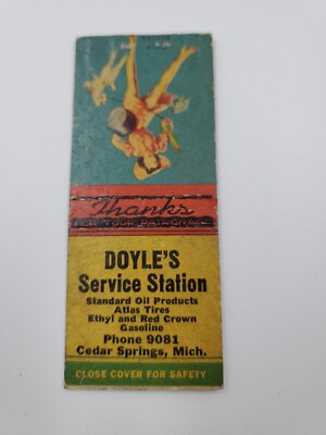 Doyle's Service Station Cedar Springs Michigan Girlie Matchbook Cover ...