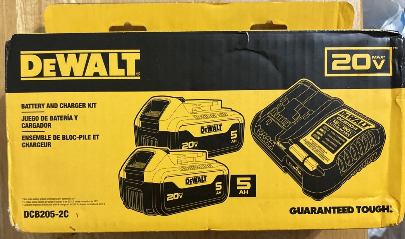 DeWalt 20V Max (DCB205-2C) - 2 Pack 5Ah Battery & Charger Kit... FREE S ...