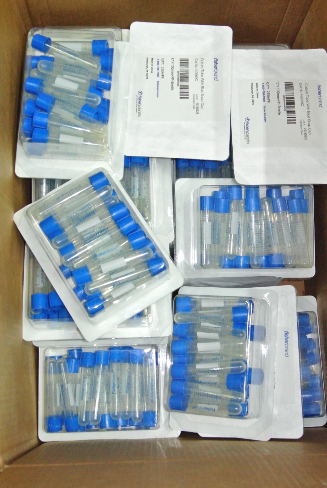 125 Fisherbrand Polypropylene Culture Test Tubes w/ Blue Cap -25/pk, 5 ...