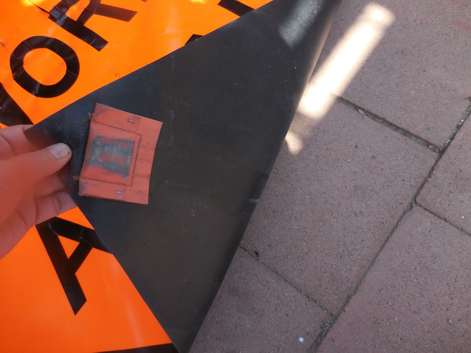 Vintage Authentic vinal large Reflective sign ROAD WORK AHEAD, 67" X 48 ...