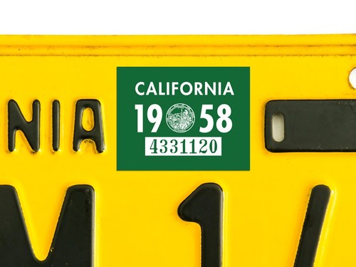 1958 California License Plate Registration Sticker, YOM, CA DMV | eBay