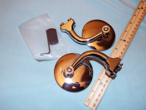 Pair Chrome 3" Curved Door Peep Mirrors, HOT ROD, FORD CHEVY, DODGE,RAT ...