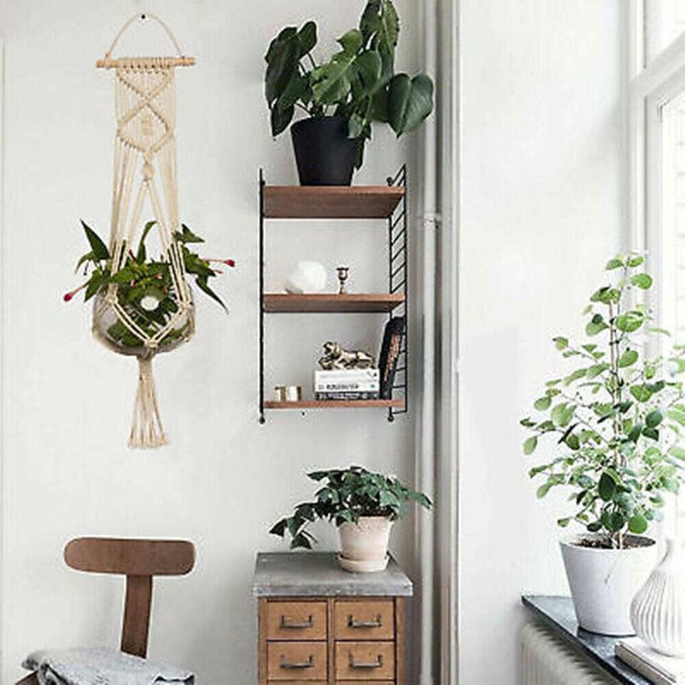 2PCs Handmade Flower Pot Hanging Baskets Macrame Plant Hanger Flowerpot ...