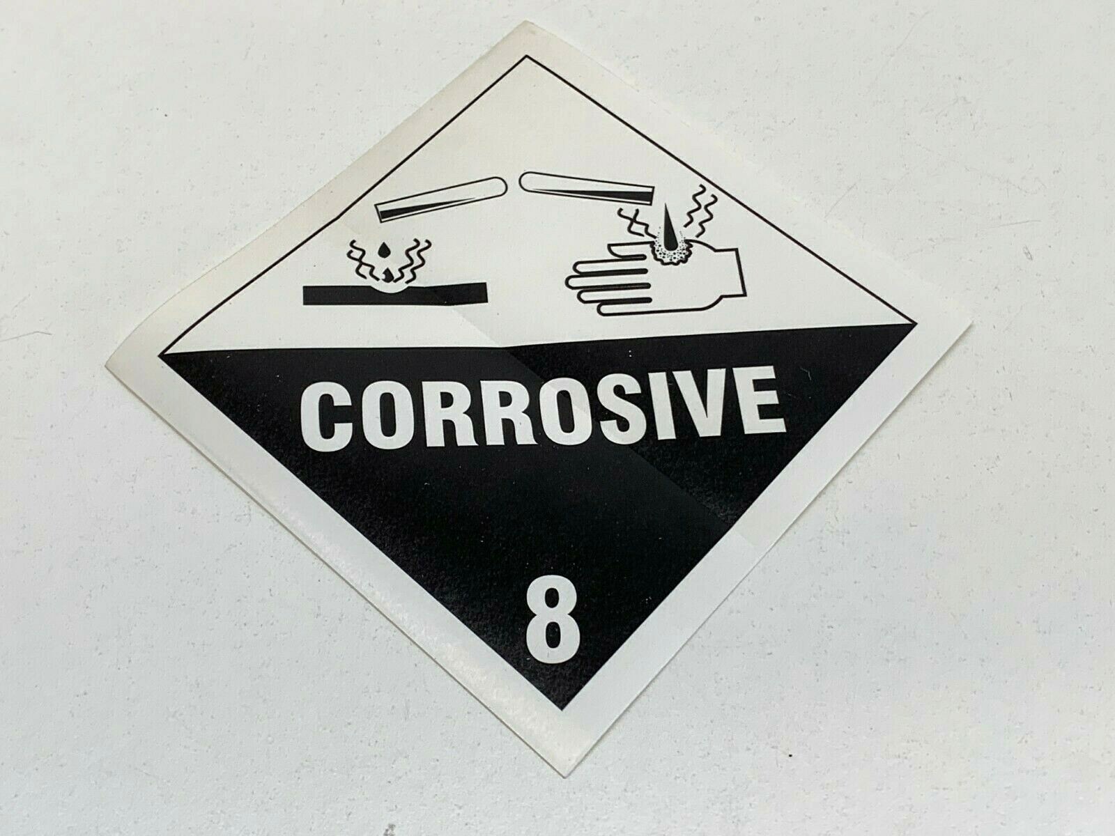 (10-Pack) 4" Square CORROSIVE Hazard Safety Sign Adhesive Sticker DOT ...