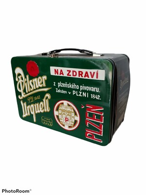 Pilsner Urquell Metal Lunch Box Green Beer Tin Keepsake Retro | eBay