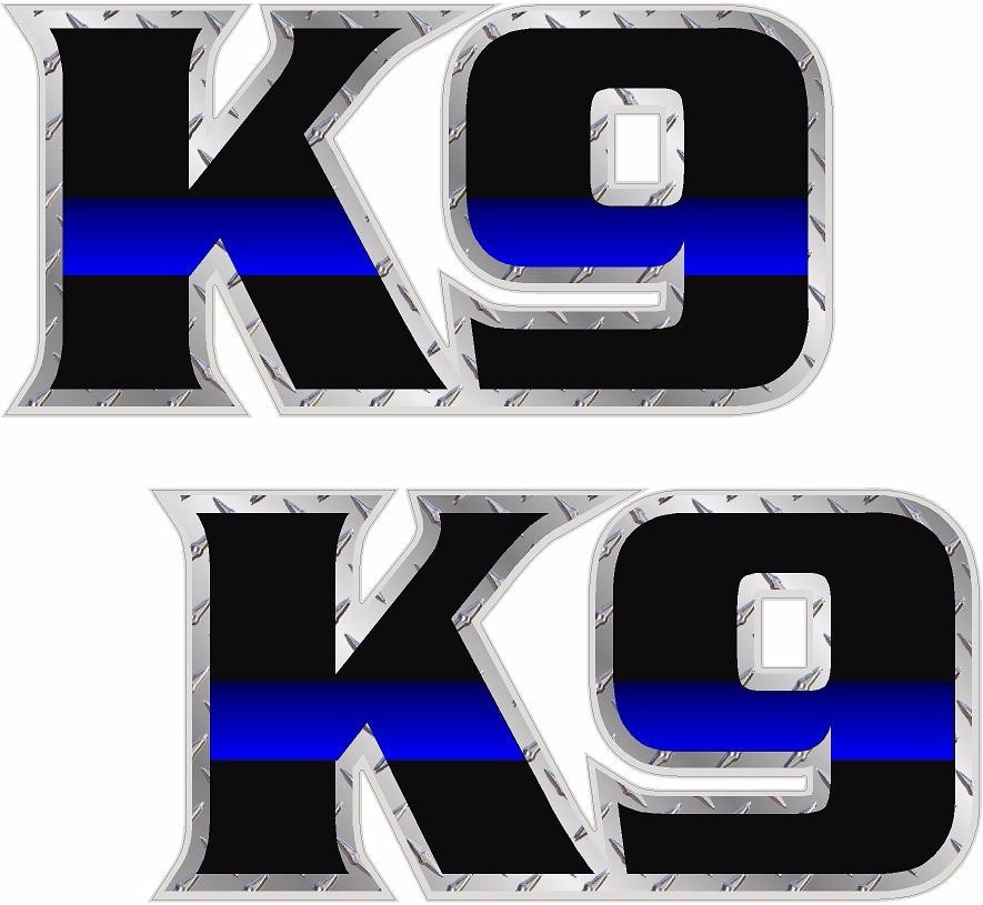 2 - Police K9 Decal SET 3"x1.9" K-9 Officer Dog Unit Thin Blue Line ...