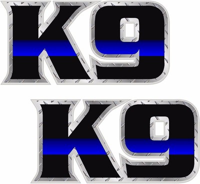 2 - Police K9 Decal SET 3"x1.9" K-9 Officer Dog Unit Thin Blue Line ...