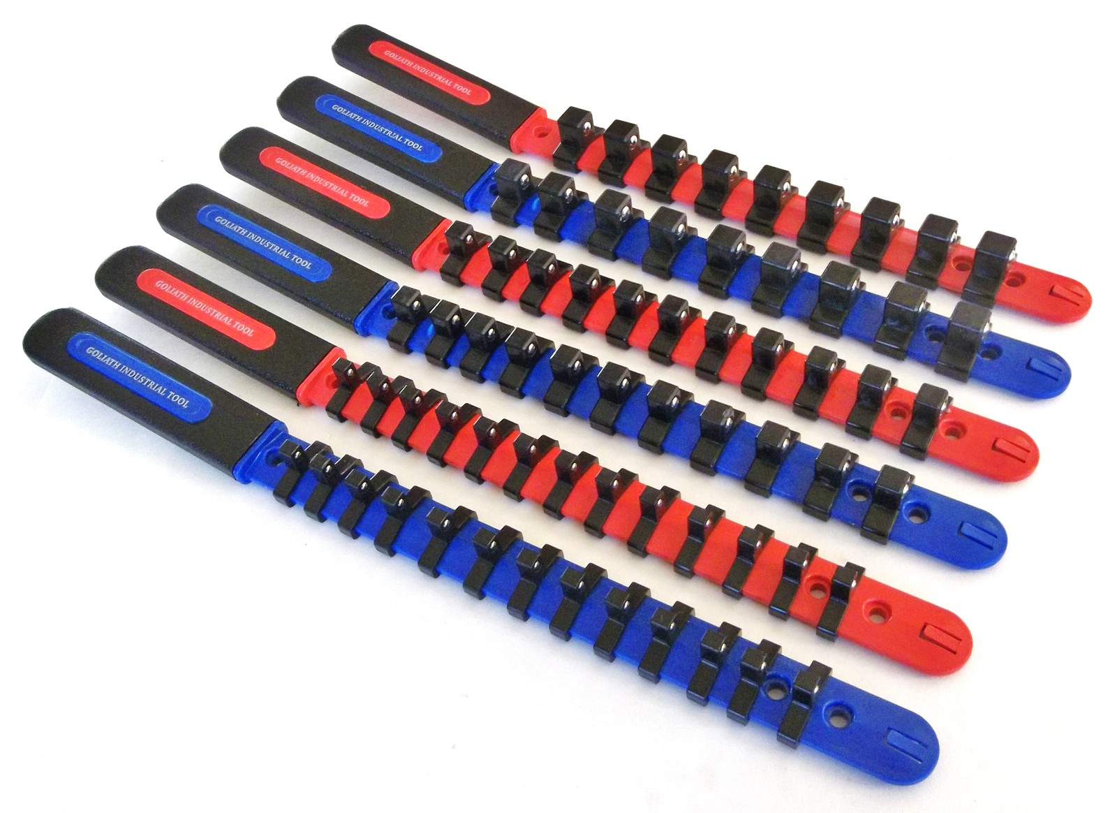 6 GOLIATH INDUSTRIAL ABS PLASTIC SOCKET RAIL RACK HOLDER ORGANIZER 1/4 ...