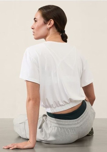 Athleta White With Ease Bubble Hem Tee XL | eBay
