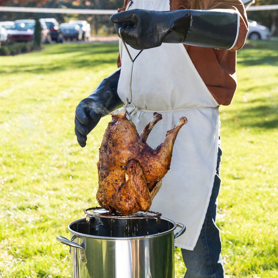 30 Qt STAINLESS STEEL Turkey Deep Fryer Kit Steamer Stock Pot Propane ...