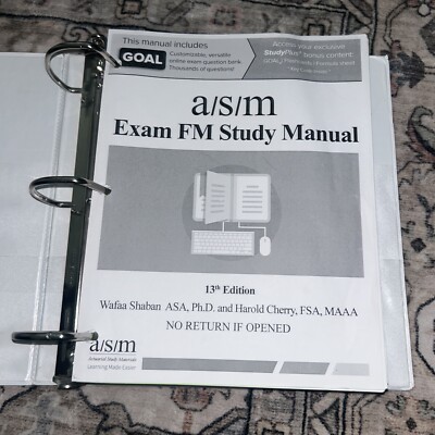ASM Exam FM Study Manual 13th edition Binder Textbook | eBay