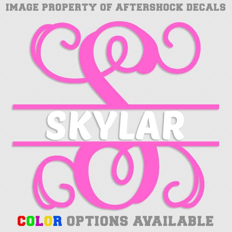 Monogram Split Vine Initial Name Decal Sticker for YETI Cup Car Window ...