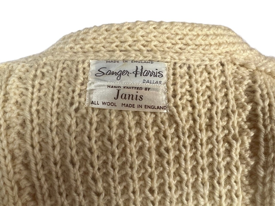 Vintage Sanger Harris Dallas Ivory All Wool Hand Knitted Vest Size ...