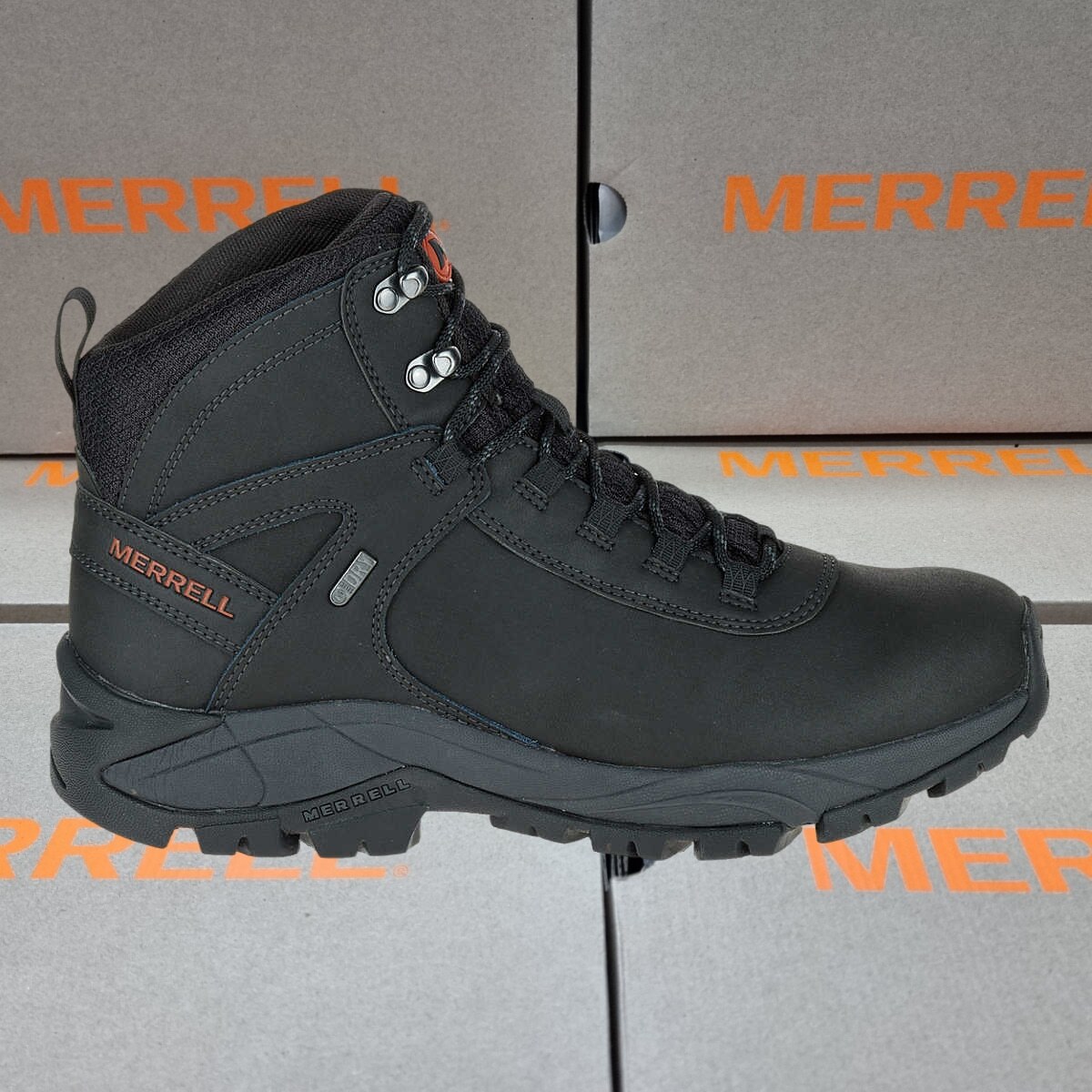 NEW Merrell J311538 VEGO MID Leather Waterproof Black Hiking Shoes For ...