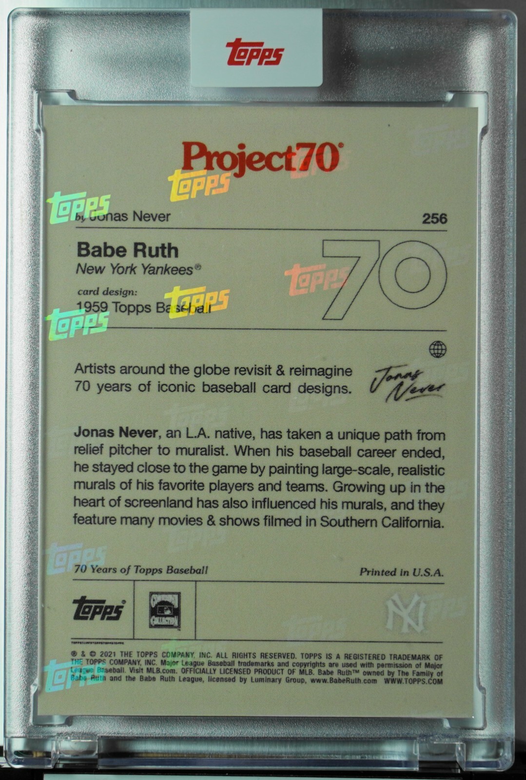 2021+Topps+Project+70+-+Jonas+Never+1959+Topps+Baseball+%23256+Babe ...