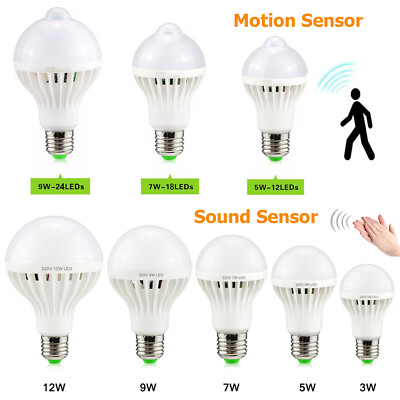 LED PIR Motion / Sound Sensor Bulb Night Stairs Corridor Light 3W 5W 7W ...