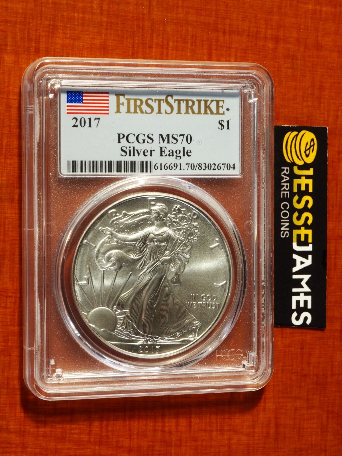 2017 $1 AMERICAN SILVER EAGLE PCGS MS70 FLAG FIRST STRIKE LABEL | eBay