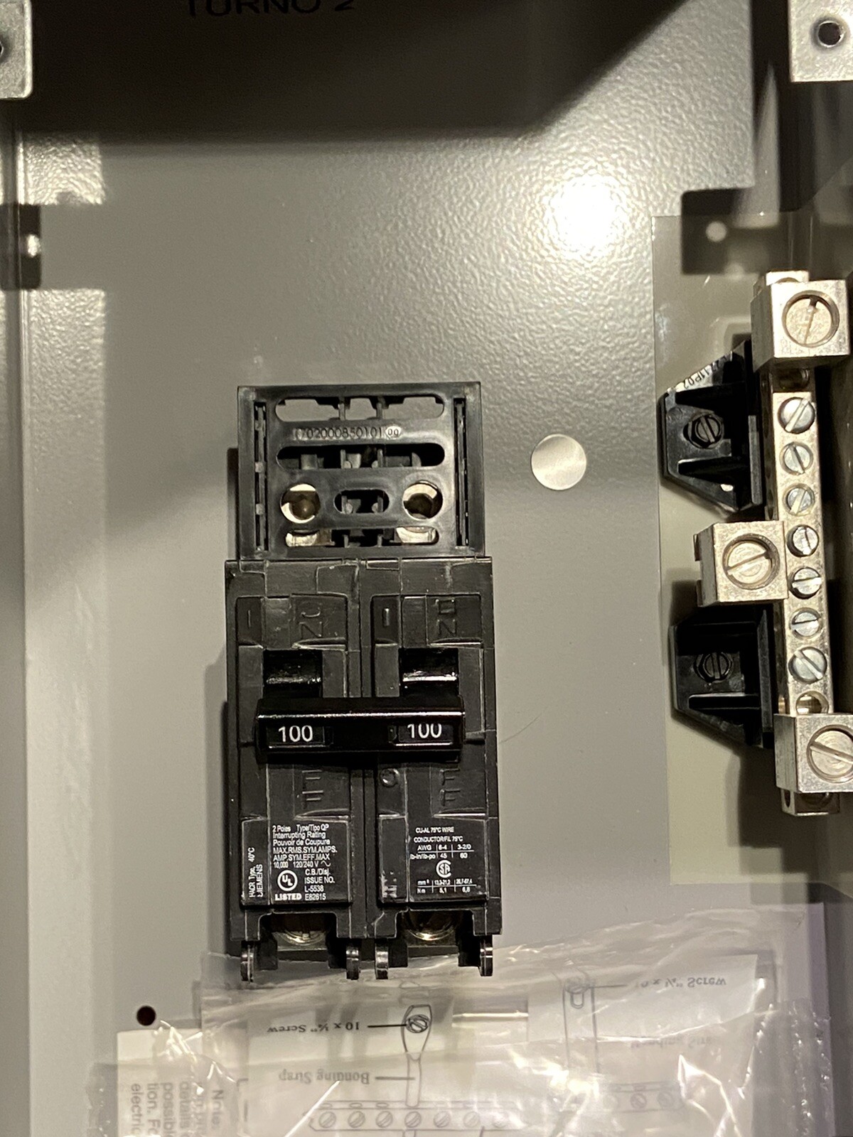 SIEMENS 100 AMP WITH MAIN CIRCUIT BREAKER ENCLOSURE OUTDOOR ...