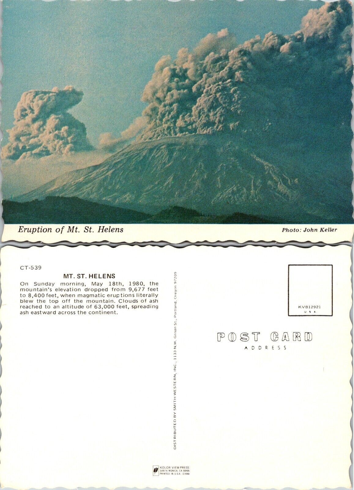 Washington Mount St. Helens Volcano Eruption View May 18th 1980 VTG ...
