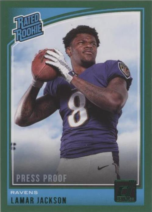 2018 Panini Donruss - Rated Rookie Lamar Jackson #317 Press Proof Green ...