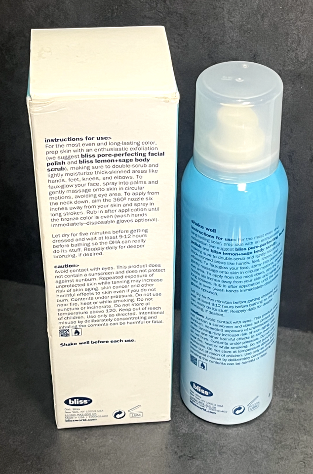 Bliss A Tan For All Seasons Self-Tanning Mist Quick Drying Bronzer 4.4 ...