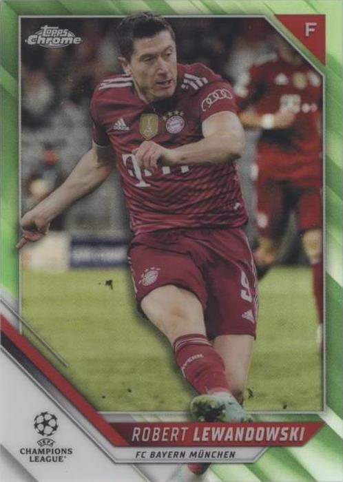 2021-22 Topps Chrome UCL - Robert Lewandowski #123 Neon Green Refractor ...