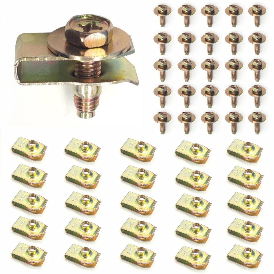 25 Sets M6 Automotive U-Nut Clips, Car Body Bolts and Screws Clips Kit ...