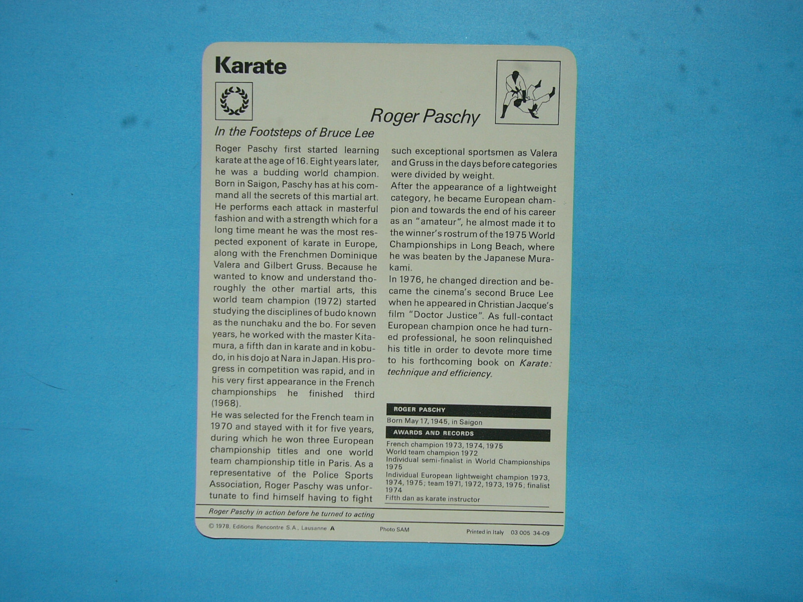 1977 1977/79 SPORTSCASTER KARATE SPORTS PHOTO ROGER PASCHY SHARP ...