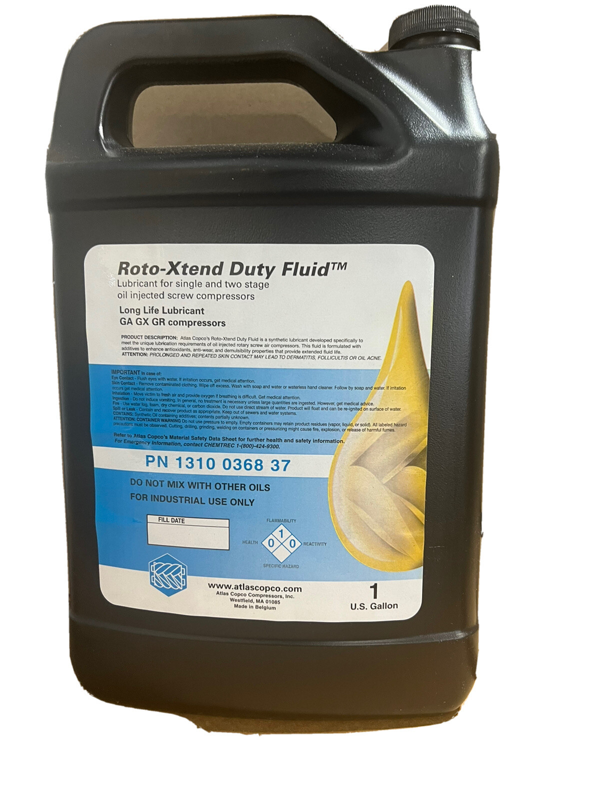 Atlas Copco 1310036837 Roto-Xtend Screw Compressor Oil 1 Gallon OEM NEW ...