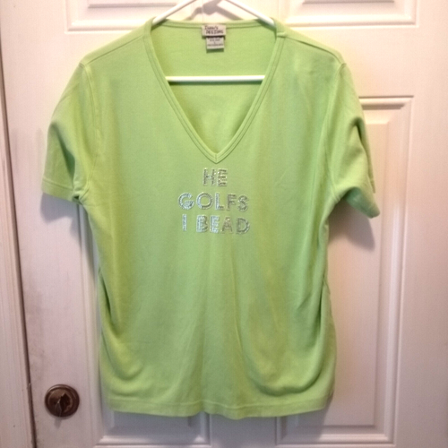 Isaac’s Designs size L Green w/Rhinestones/studded Embellishments T ...