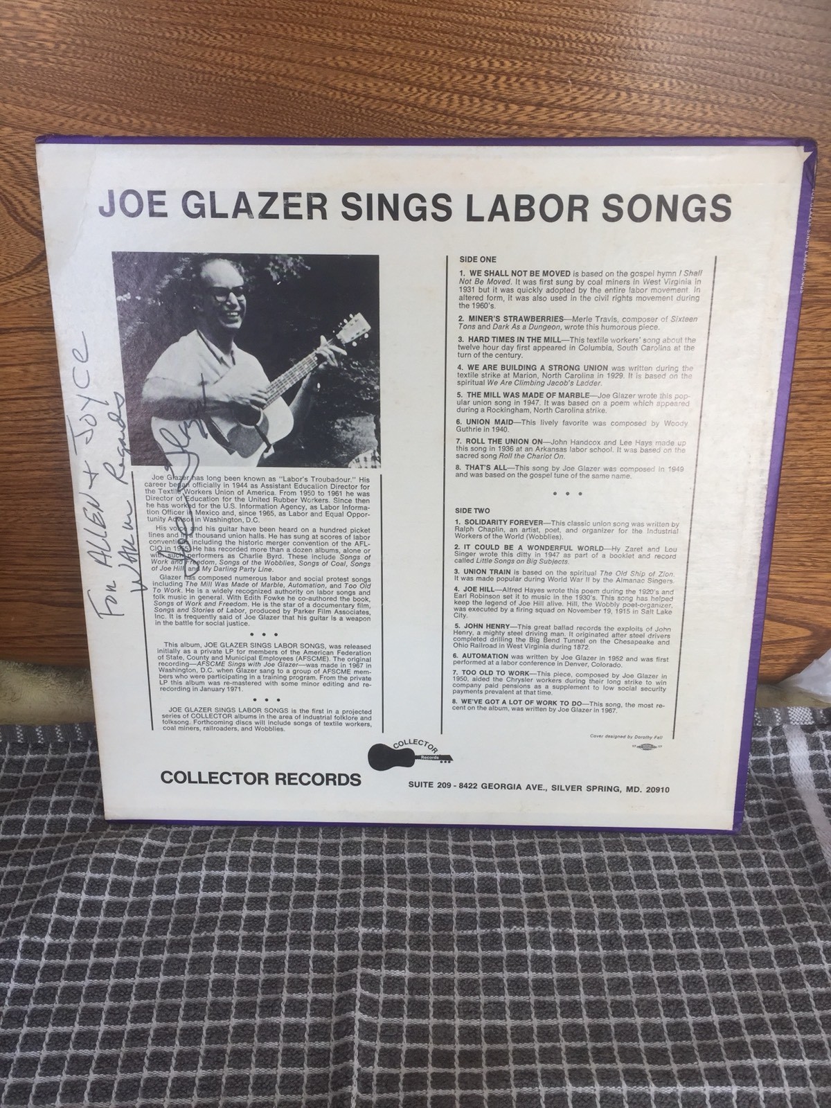 Joe Glazer Sings Labor Songs, 1971 LP Vinyl in very good condition ...