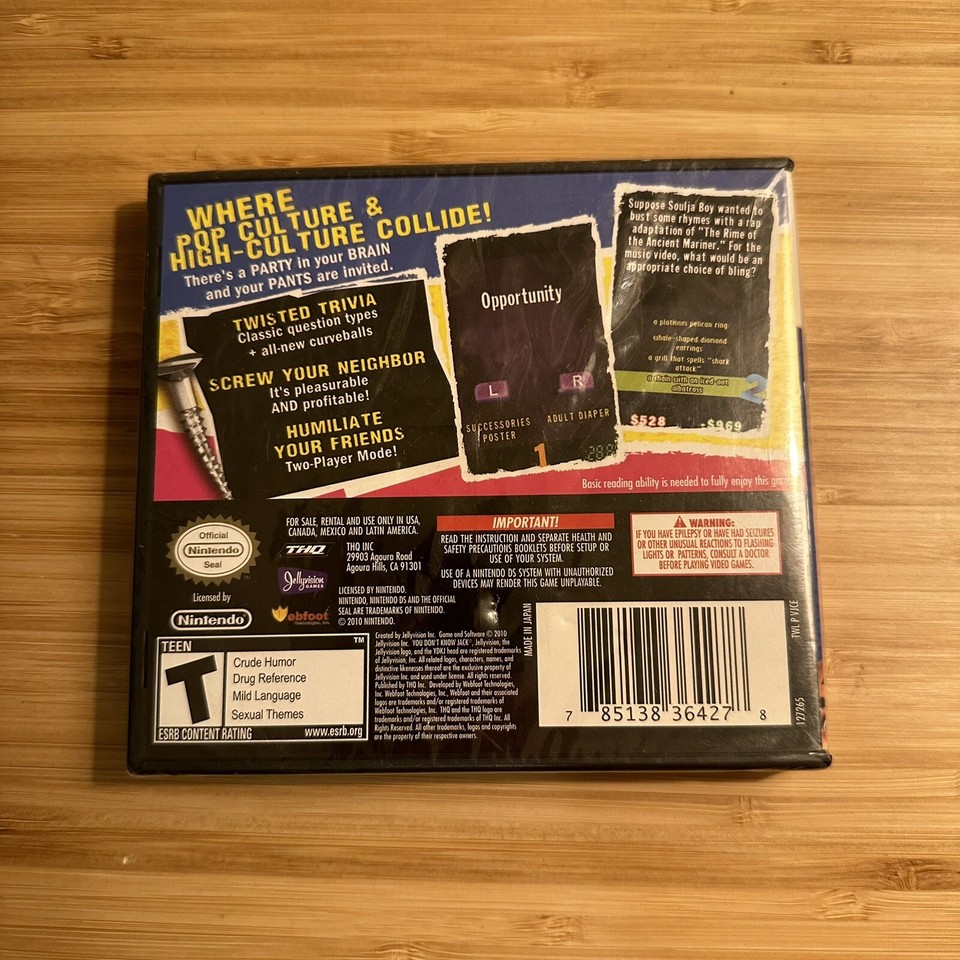 You Don't Know Jack (Nintendo DS, 2011) Brand New, Sealed 785138364278 ...