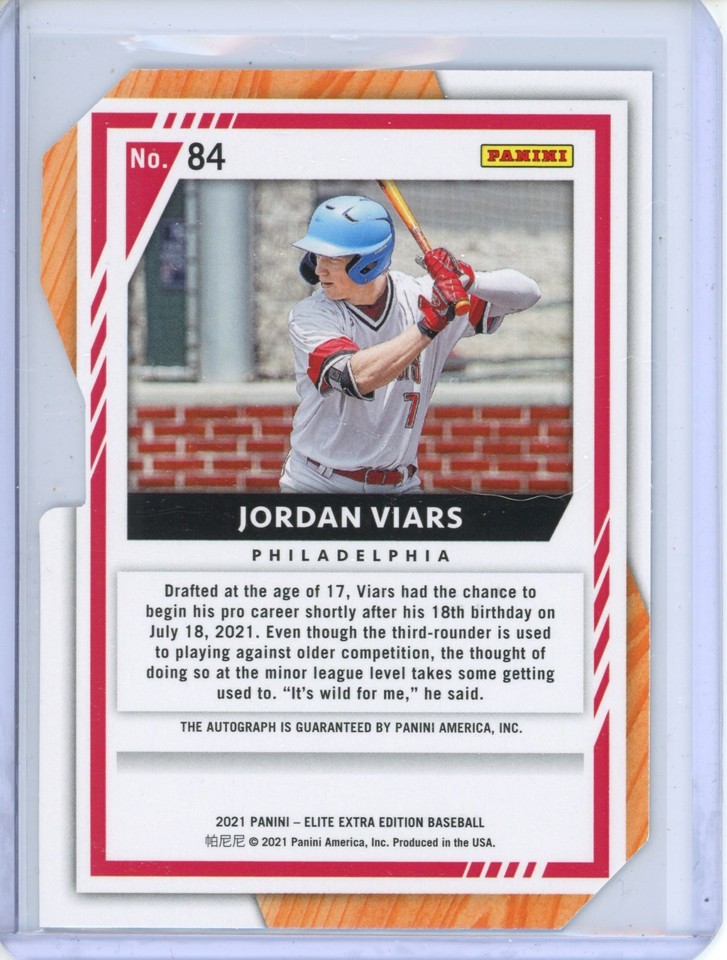 2021 Panini Elite Extra Edition Die Cut JORDAN VIARS Blue On Card Auto ...