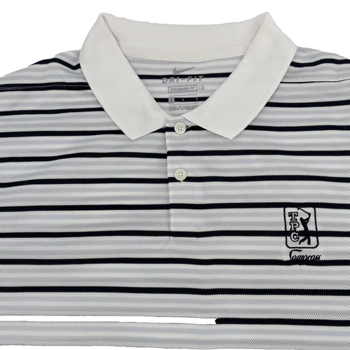 Nike Polo Shirt Men's Large Golf Dri Fit TPC Sawgrass Striped Standard ...