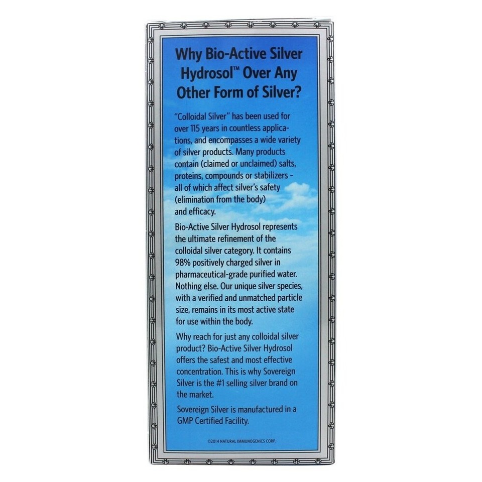 Sovereign Silver Bio-Active Colloidal Silver Hydrosol 10 Ppm, 16 Ounces ...