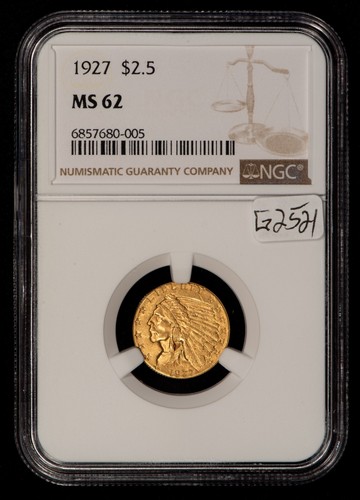 1927 G$2.50 Indian Head Gold Quarter Eagle - NGC MS 62 - SKU-G2521 | eBay