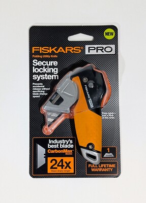 Fiskars Pro Retractable Folding Utility Knife - Box Cutter with ...