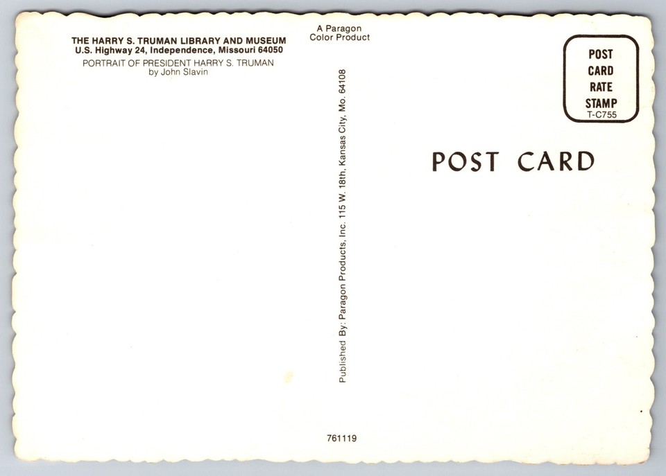 Portrait of President Harry S. Truman Vintage Postcard Museum ...