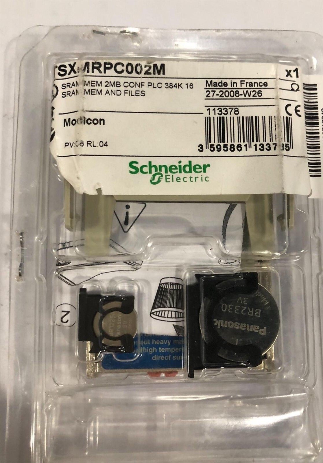 SCHNEIDER TSXMRPC002M SRAM MEM 2MB CONF PLC 384K 16 SRAMMEM AND FILES ...