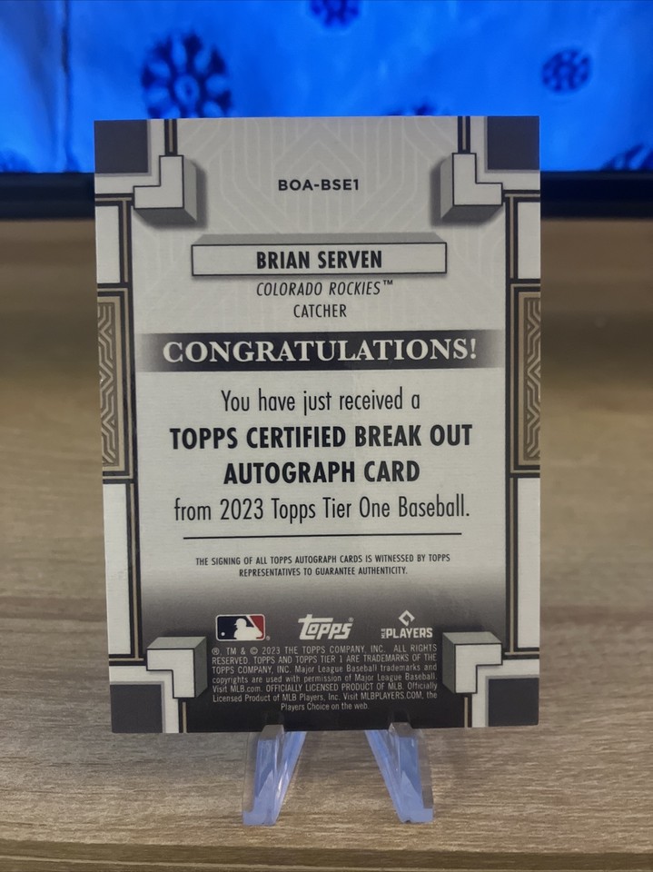 2023 Topps Tier One Brian Serven RC Break Out Autograph # 254/299 ...