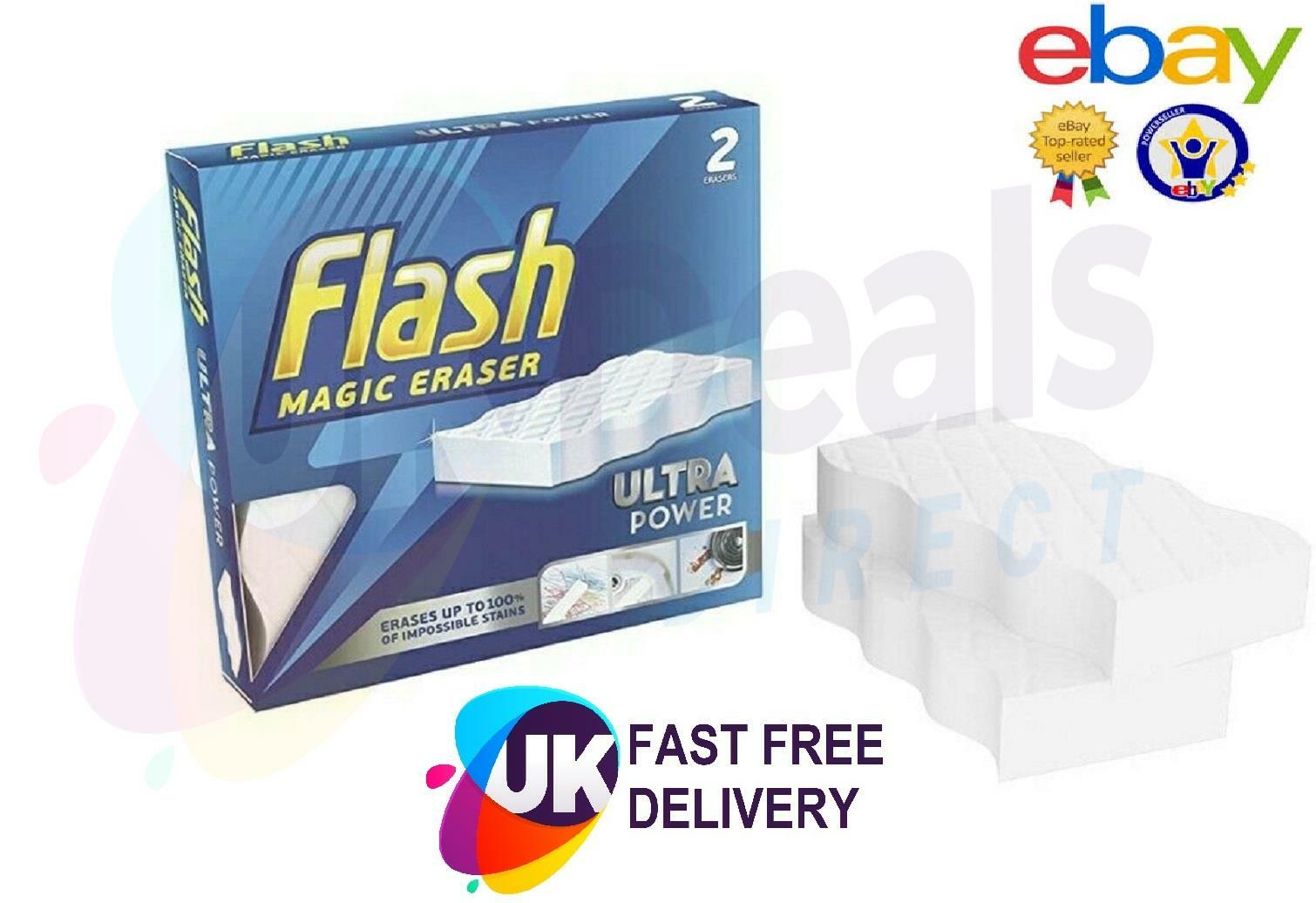 2 X Flash Magic Eraser Ultra Power Reusable Sponge Remover Stain Scuffs ...