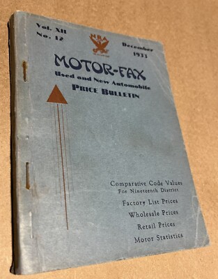 Book Motor-Fax 1933 new & used auto Price Bulletin | eBay