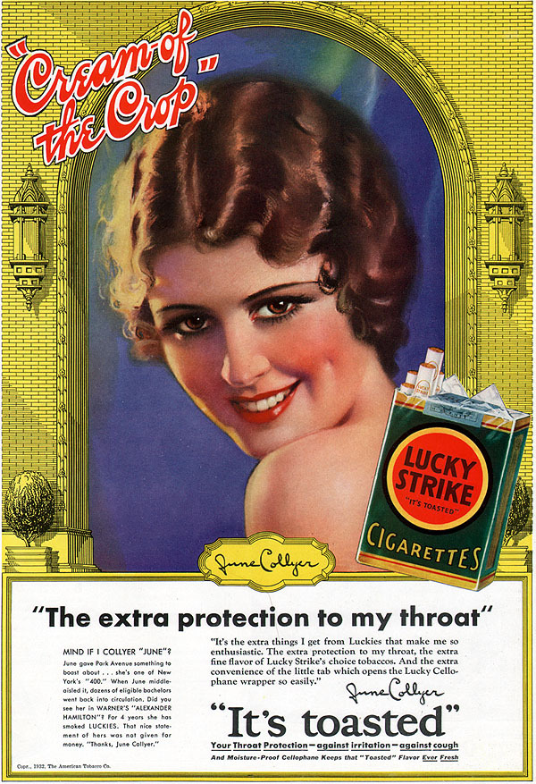 June Collyer LUCKY STRIKES CIGARETTES Alexander Hamilton THROAT ...