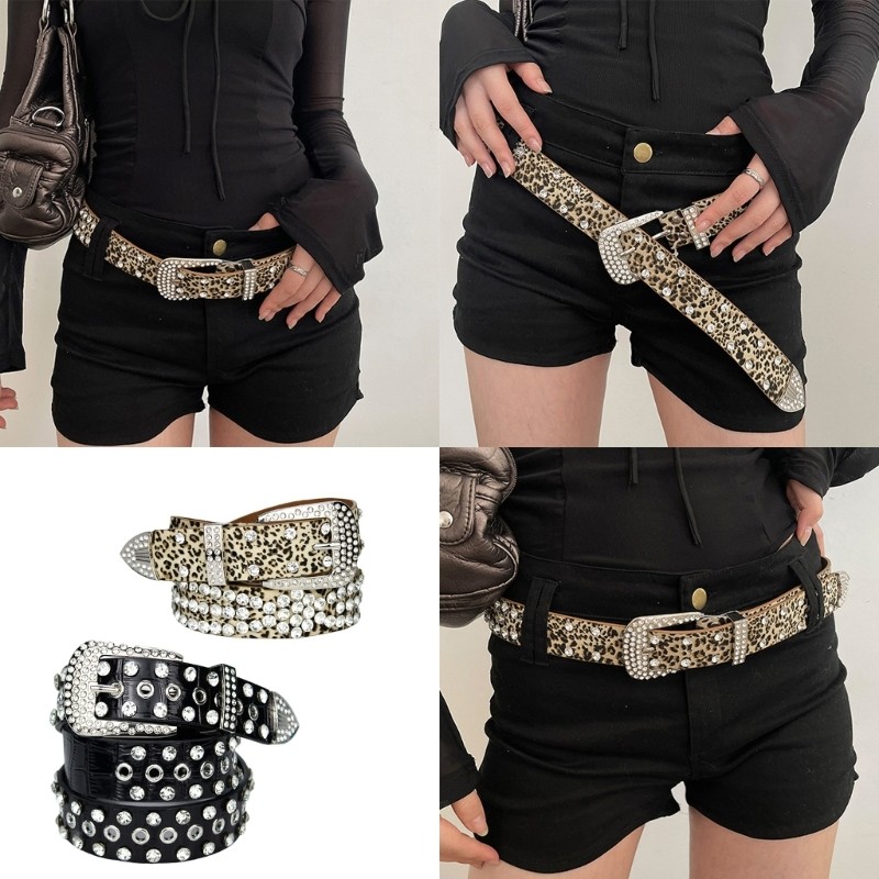 Hand Beading Rhinestones Belt Leopards Print Cool Waist Costumes ...