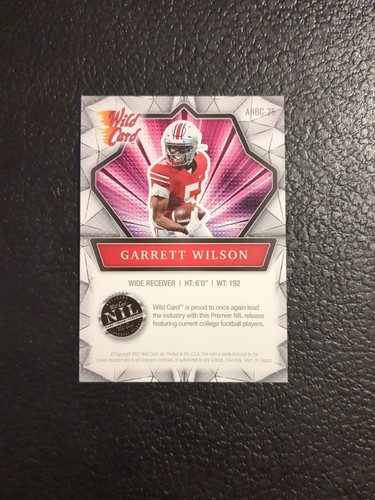 Garrett Wilson Rookie 2021 Wild Card Alumination NIL Collegiate Edition ...